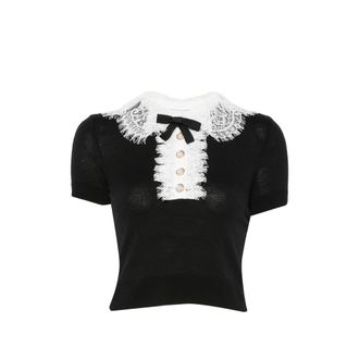 Self Portrait Lace-collar Polo Top
