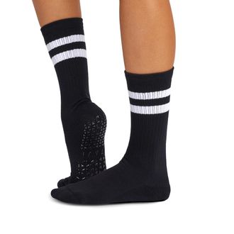 Tavi Noir TAVI Kai Fashion Crew Grip Socken - f&uuml;r Hausschuhe, Pilates und Yoga - mit Griffen f&uuml;r Damen und Herren, ebenholz, Large