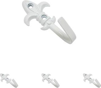 Gardinia Zierhaken f&uuml;r Vorh&auml;nge und Gardinen, Raffhaken zum Schrauben, Lilie, 2 St&uuml;ck, L&auml;nge: 5,5 cm, Metall, Wei&szlig; (Packung mit 4)