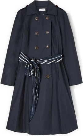 Motivi Femme, Manteaux, Bleu, Taille: 40 FR Trench-coat en drill de coton m&eacute;lang&eacute; avec double ceinture