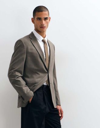 Mango London blazer de costume slim fit en ensemble coordonn&eacute; marron clair