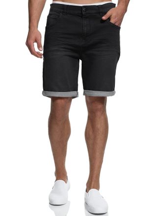 Indicode Herren Lonar Jeans Shorts mit 5 Taschen | Herrenshorts Used Look für Männer Black, XXL