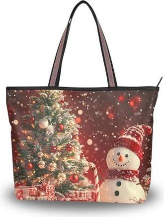 Alaza Grand sac fourre-tout, sac à bandoulière pour femme, grande capacité, sac à main décontracté, Père Noël, deux vaches des Highlands, fourre-tout avec p