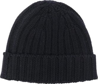 Aspesi Homme, Accessoires, Noir, Taille: ONE Size Ribbed Wool Beanie