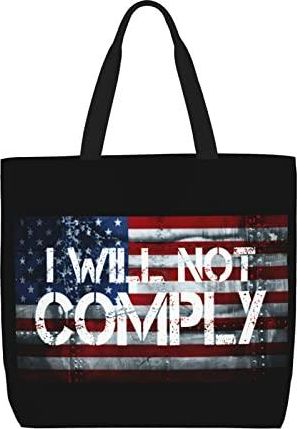 Generic Sac Fourre-Tout Je NOb&eacute;irai Pas Sac &Agrave; Provisions Lavables R&eacute;utilisable Sacs En Toile &Eacute;paule, Pour &Eacute;cole, Shopping, Burea, Femmes