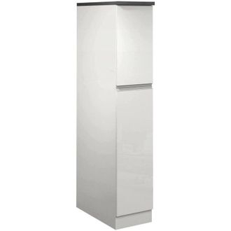 Dmora Garde-manger Dcasiragh, Meuble polyvalent, meuble de rangement &agrave; 2 tiroirs, 100% Made in Italy, 30x60h165 cm, Blanc brillant et ardoise - Dmora