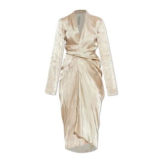 Rick Owens Femme, Robes, Beige, Taille: 36 FR Robe &agrave; taille nou&eacute;e avec manches longues