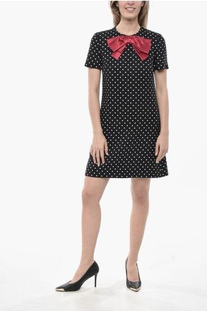 Valentino Polka-Dot Sheath Dress with Satin Bow size 40