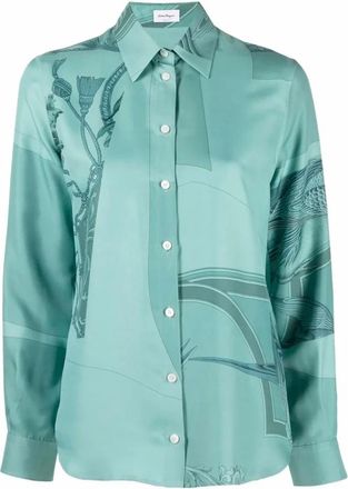 Ferragamo Femme, Blouses et Chemises, Vert, Taille: 36 FR Chemise &agrave; Manches Longues