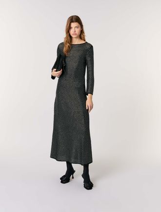 Maje Robe Longue &Agrave; Strass - Noir - Maje