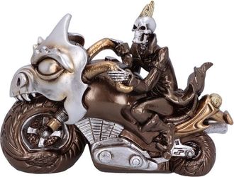Nemesis Now Ride or Die Skelett-Biker-Figur, Bronze, 19 cm