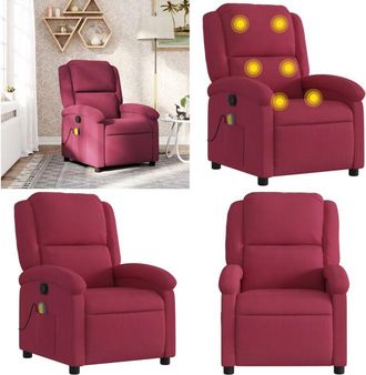 vidaXL Massagesessel Weinrot Samt - Vidaxl