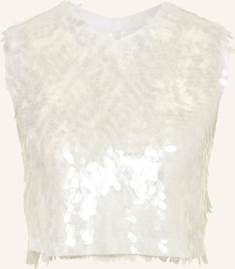 Norma Kamali Norma Kamali Cropped-Top Mit Pailletten weiss