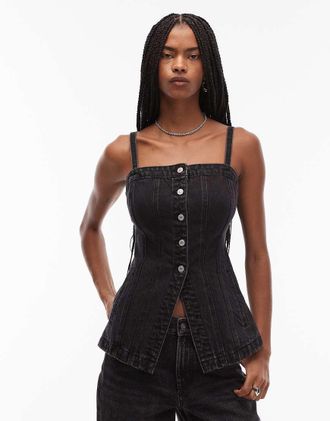 Levi's Elegantes Bustier-Oberteil aus Denim in Schwarz