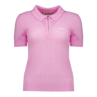 Miu Miu Kaschmir- und Seidenpoloshirt - - Tops - Damen - Rosa - S