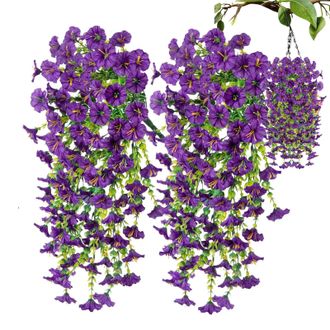 Generic K&uuml;nstliche Petunien | Seidenblumen Fuskpetunien Allwetter | 2 Pflanze F&uuml;r Pot Balkon Patio Infartskies