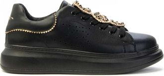 Tosca Blu Femme, Chaussures, Noir, Taille: 37 EU Juliette Snake Baskets avec Accessoire Strass