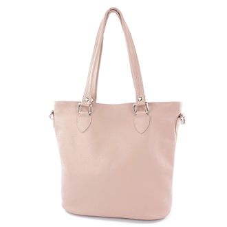 modamoda.de T215 - Italienische Ledertasche Shopper Large, Farbe:Rosabeige
