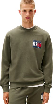Tommy Jeans Herren Sweatshirt Flag Crew mit Rundhalsausschnitt, Gr&uuml;n (Pewter Green), XXL
