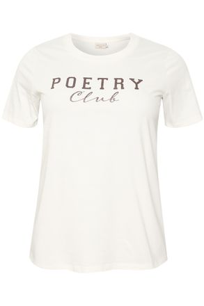 Kaffe Curve Kaffe Curve Damen Womens Plus Size Bluse Tee Print T-Shirt, Chalk, 3XL