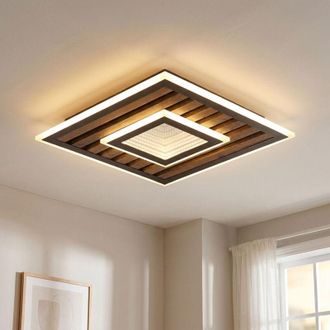 Globo Lighting Globo Lighting - Plafonnier plafonnier bois luminaire chambre carr&eacute; noir led