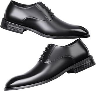 Generic Chaussures Oxford habillées for Hommes, à Lacets, Bout carré Bruni, Chaussures Oxford en Cuir végétalien, Talon Bas, Semelle en Caoutchouc, antidérapa