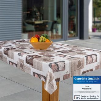 Laro Wachstuch-Tischdecke Abwaschbar Garten-Tischdecke Wachstischdecke PVC Plastik-Tischdecken Eckig Meterware Wasserabweisend Abwischbar, Muster:Herzen be