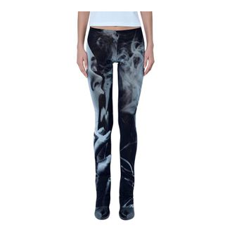 Jean Paul Gaultier Pantalon &eacute;vas&eacute; smoking en maille imprim&eacute;e - Femme - Pantalons - Noir - Taille: 38 FR