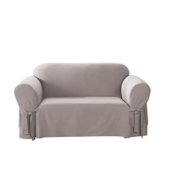 Sure Fit Home Decor Loveseat Schonbezug aus Baumwolle, Entenform, Grau