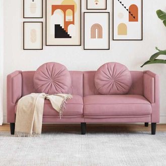 vidaXL Sofa mit Kissen 2-Sitzer Rosa Samt Vidaxl