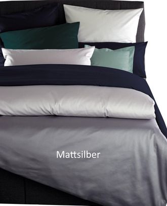 Curt Bauer Mako Satin Bettw&auml;sche Uni Gr&ouml;&szlig;e 140x200+70x90 cm Farbe 3616 Mattsilber