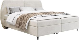 Mirjan24 Boxspringbett Lymid mit 2 Bettkasten, Bonell-Matratze H3 und Topper, Polsterbett, Amerikanisches Bett, Ehebett, gepolstertes Kopfteil (Wave 01, 140 x 