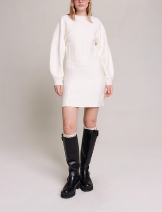 Maje Pulloverkleid In Korsettoptik - Ecru - Gr&ouml;&szlig;e 38 - Maje