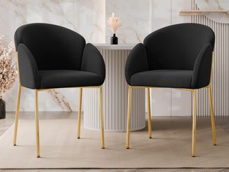 Mirjan24 Polsterstuhl MUZ DC/1257/GL, 2er Set Esszimmerstühle, Beine aus Metall Gold, Gepolsterte Sitzfläche und Lehne, Stuhl für Arbeitszimmer, Esszimmer, Küc