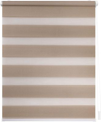 LICHTBLICK Doppelrollo Klemmfix ohne Bohren, Streifen, Blickdicht, Klemmträger-Montage, Sichtschutz, Wandmongtage, Deckenmontage, für Fenster und Türen Taupe,100