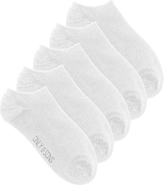 Only & Sons Herren Onsfinch Sneaker Sock 5-Pack Noos, White, 39-42 (5er Pack)