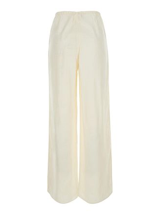 Toteme Womens Pants Monogram Silk Pj Bottoms White Trousers