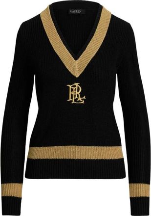 Ralph Lauren Femme, Pulls, Noir, Taille: 40 FR Pull Cricket à Bordure Métallique