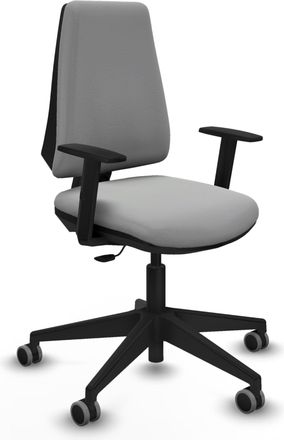 Piqueras y Crespo Elche B&uuml;rostuhl, grau, mit 1D-Armlehnen. Ausgestattet mit grundlegendem Permanentkontakt und Schneideschaum. Mit Rollen von 65 mm, Parkett, Hellgrau