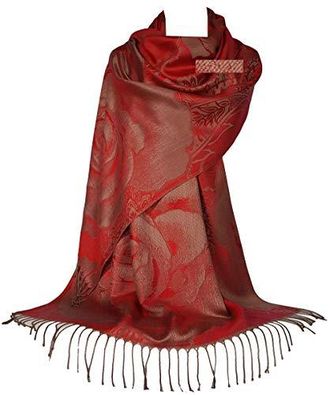 GFM femme &eacute;charpe style pashmina - S11-Rouge Marron - (PASH-AH155-VLLKEK)
