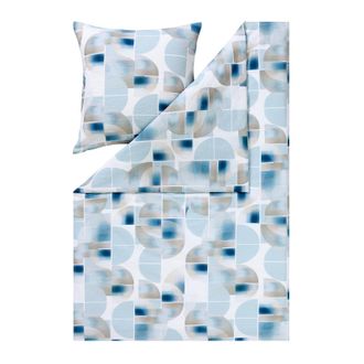 ESTELLA Seersucker Bettw&auml;sche Simon Cyan 1 Bettbezug 135 x 200 cm + 1 Kissenbezug 80 x 80 cm