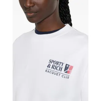 Sporty & Rich Logo-Print Crew Neck Sweatshirt - White
