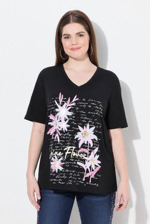 Ulla Popken T-Shirt T-Shirt Trachtenmotiv Classic V-Ausschnitt Halbarm