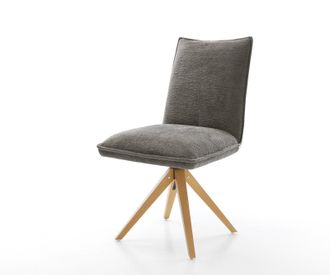 DELIFE Drehstuhl Lelio-Flex Boucl&eacute; Soft Schlamm Holzgestell kantig Natur 180&deg; drehbar Taschenfederkern, Esszimmerst&uuml;hle