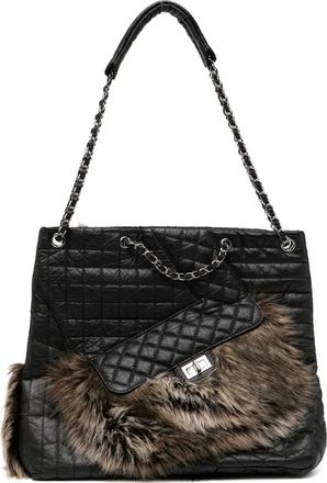 Chanel cabas Fantasy Fur en cuir de veau matelassé - Noir