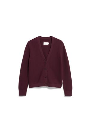 Armedangels Damen Strickjacke aus Bio-Baumwolle MENAAL Regular Fit Dark Cranberry
