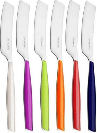 Bugatti Glamour, Lot de 6 Petits &eacute;pandeurs en Acier Inoxydable 18/10 et poign&eacute;es Couleurs m&eacute;lang&eacute;es Ivoire, Bleu, Iris, Vert, Orange, Rouge, avec moulure syst