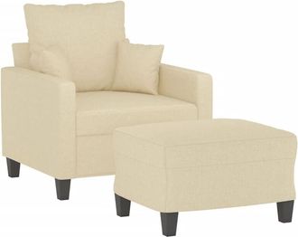 vidaXL Sessel mit Hocker Creme 60 cm Stoff Vidaxl