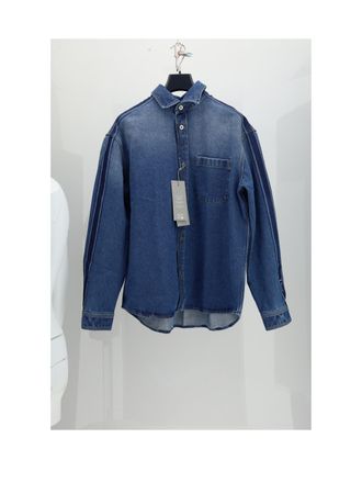 Dior Mens Denim Jacket Laser Print Blue Cotton
