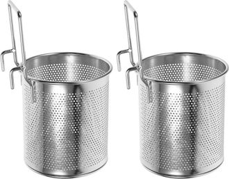 BESPORTBLE Edelstahl Nudelsieb mit Haken Hitzebest&auml;ndig und Feinmaschig Gro&szlig;er Hot Pot Abtropfkorb f&uuml;r Gem&uuml;se Teigtaschen und Pasta 2 St&uuml;ck